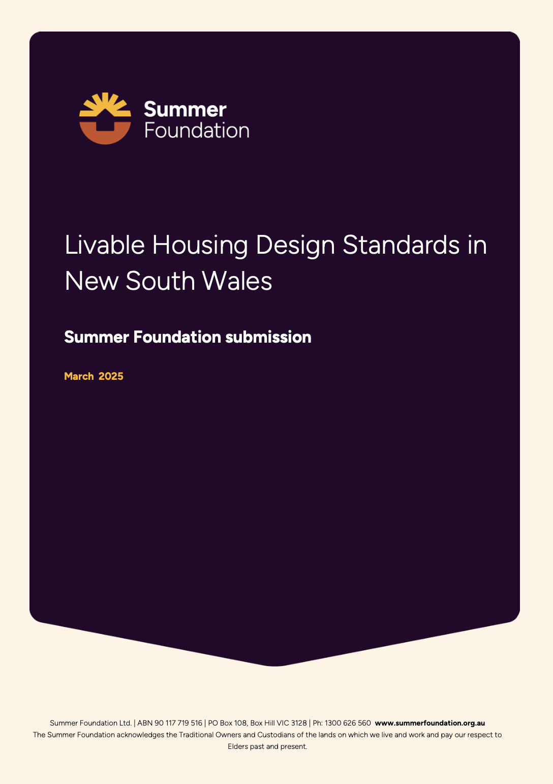 Livable Housing Design Standards in New South Wales – Summer Foundation submission - Summer ...